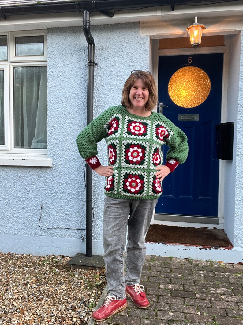 Granny Square Jumper, Crochet Jumper, Crochet Jumper Pattern, Christmas ...