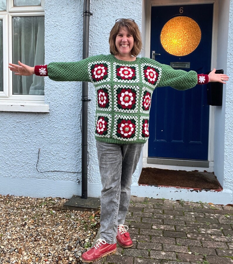 Granny Square Jumper, Crochet Jumper, Crochet Jumper Pattern, Christmas ...