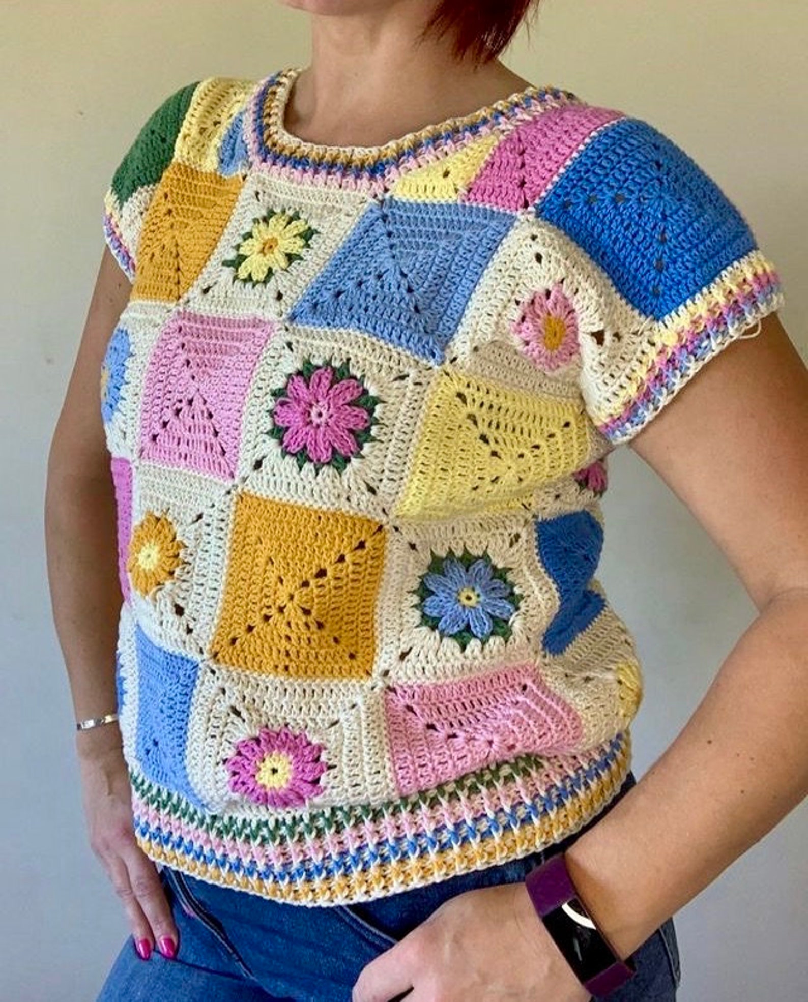 Granny Square Jumper Pattern, Crochet Jumper Pattern, Crochet Sweater ...