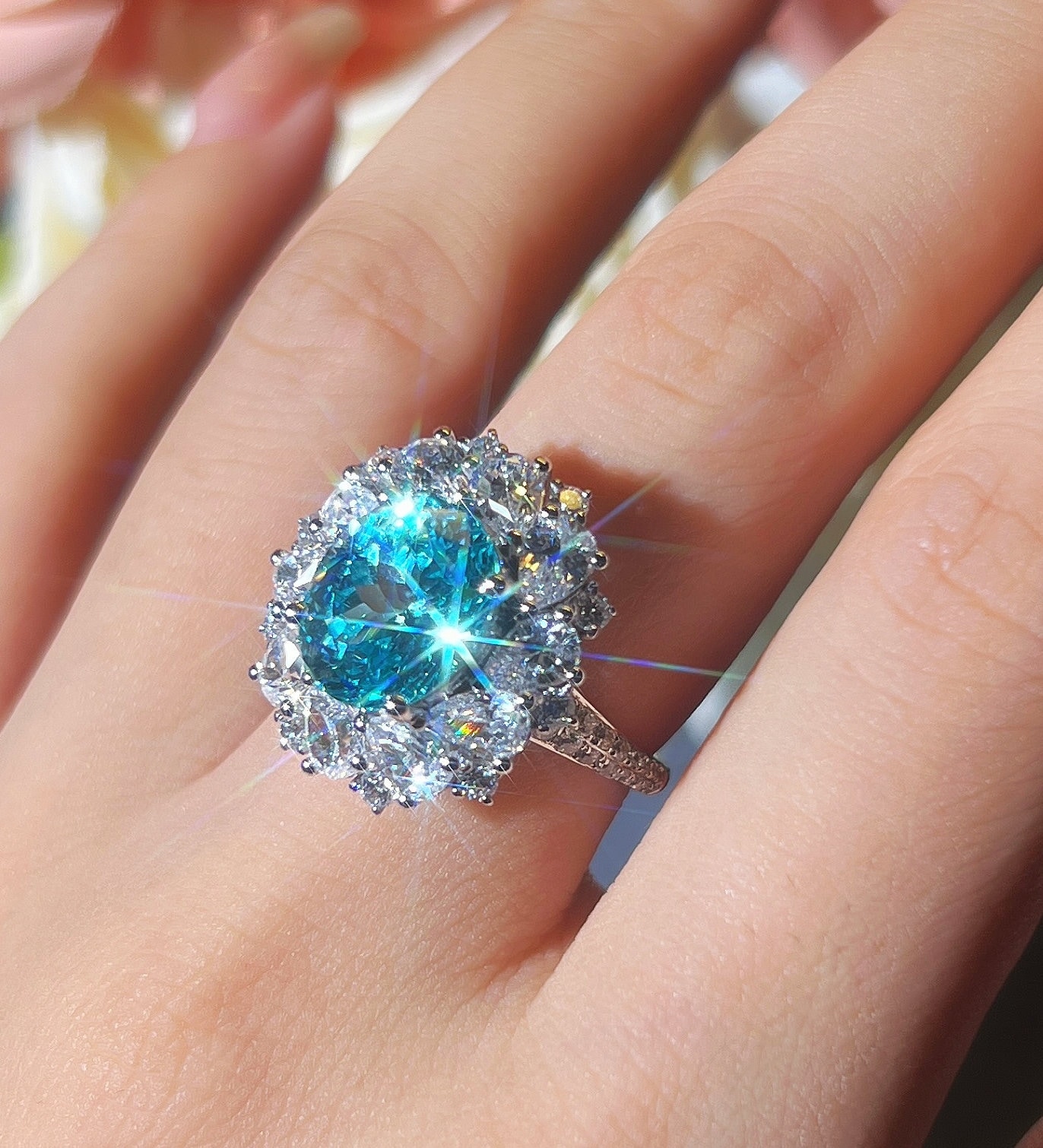 6.9ct Neon Blue Paraiba Tourmaline Nested Ring Stackable Set ...