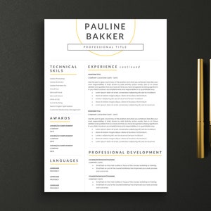 Modern Two Page Resume Template Professional CV Set Instant Download ...