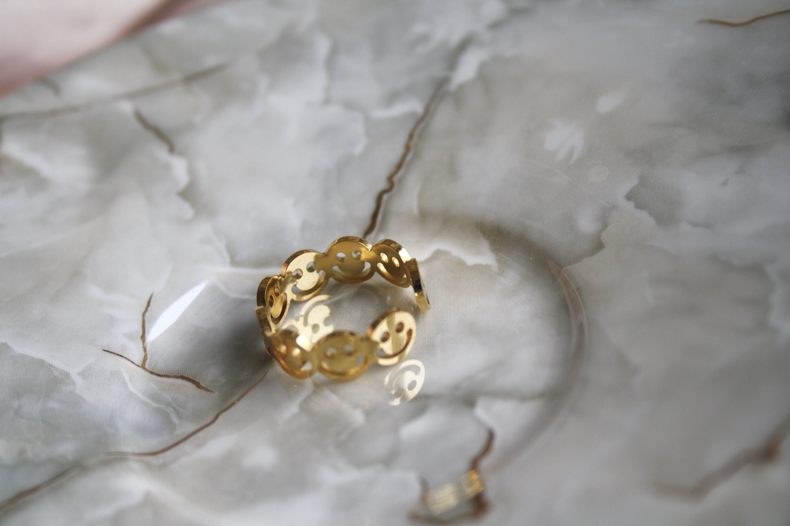 Gouden Smiley Ring Smile Face Ring Verstelbare Stapelbare - Etsy
