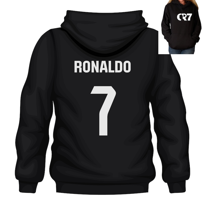 Cristiano Ronaldo C7 T-shirt Unisex Adult Hoodie With Front and Back Design, CR7 Ronaldo Youth ...