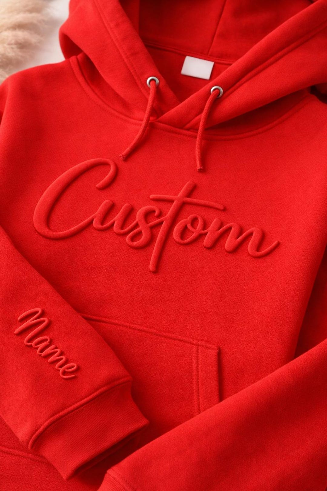 Custom Puff Embossed Hoodie With Name on Sleeve, Personalized 3D Text ...