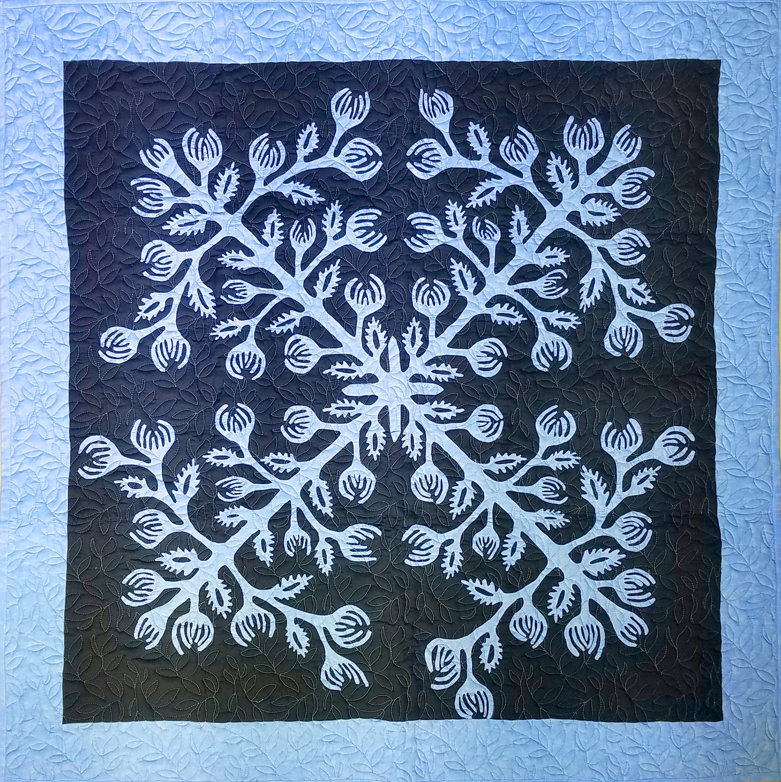 Black & Blue Hawaiian Design Finished Wall Quilt Hand - Etsy