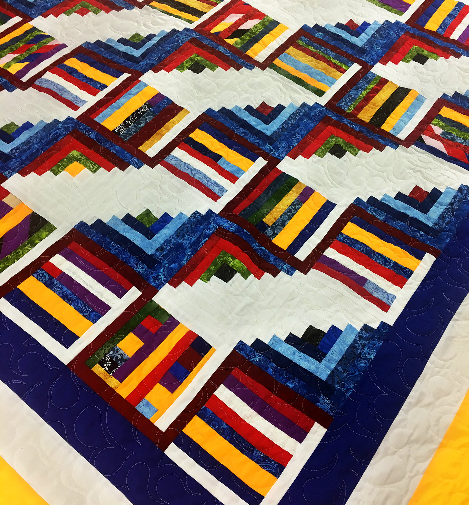 Patchwork Log Cabin Scrap Quilt Variuation FINISHED QUILT - Etsy