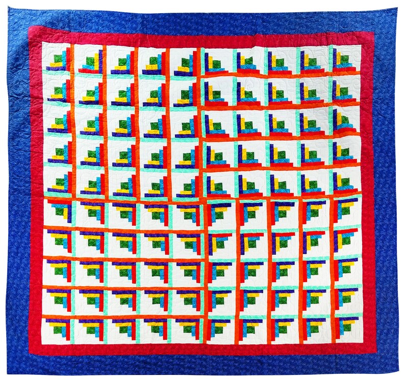 Patchwork Log Cabin FINISHED QUILT Great Borders and - Etsy