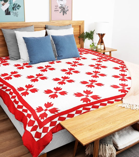Red & White Bear Paw FINISHED QUILT Great Border Bold | Etsy