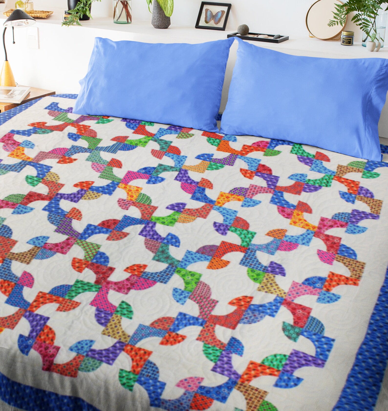 Multi-color Scrap Drunkards Path Patchwork FINISHED - Queen Sized - Etsy