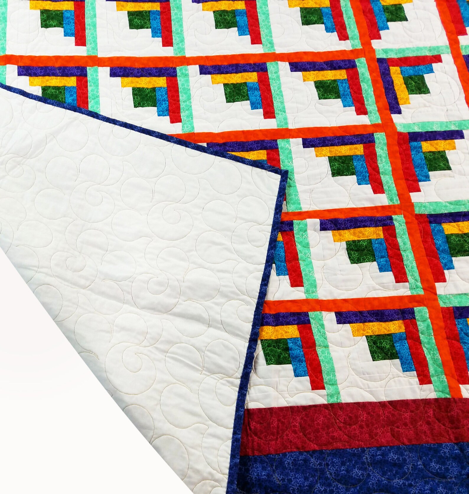 Patchwork Log Cabin FINISHED QUILT Great Borders and - Etsy