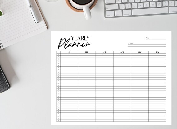 Half Year at a Glance Printable Minimalist Modern 2 - Etsy