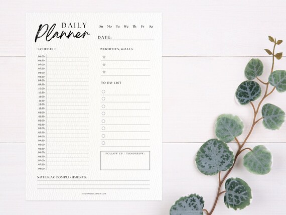 Daily Planner Printable Minimalist Modern 30-minute - Etsy
