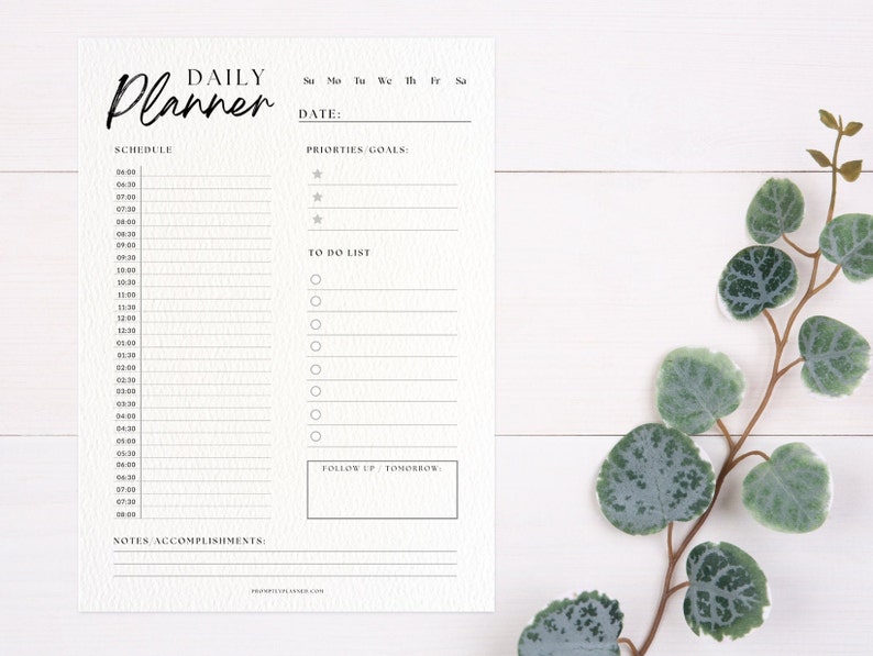 Daily Planner Printable | Minimalist | Modern | 30-minute Slots | Get ...