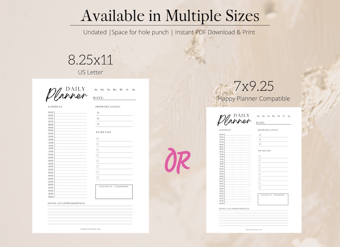Daily Planner Printable | Minimalist | Modern | 30-minute Slots | Get ...