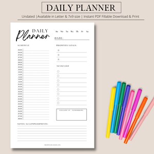 Daily Planner Printable | Minimalist | Modern | 30-minute Slots | Get ...