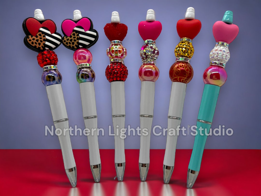 Custom Beaded Heart Pens, Valentine's Day Themed Pens - Etsy