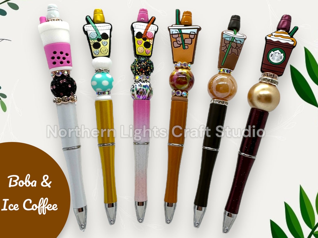 Boba Bead Pen, Coffee Bead Pen, Beaded Coffee Pen, Bling Pen, Bling ...