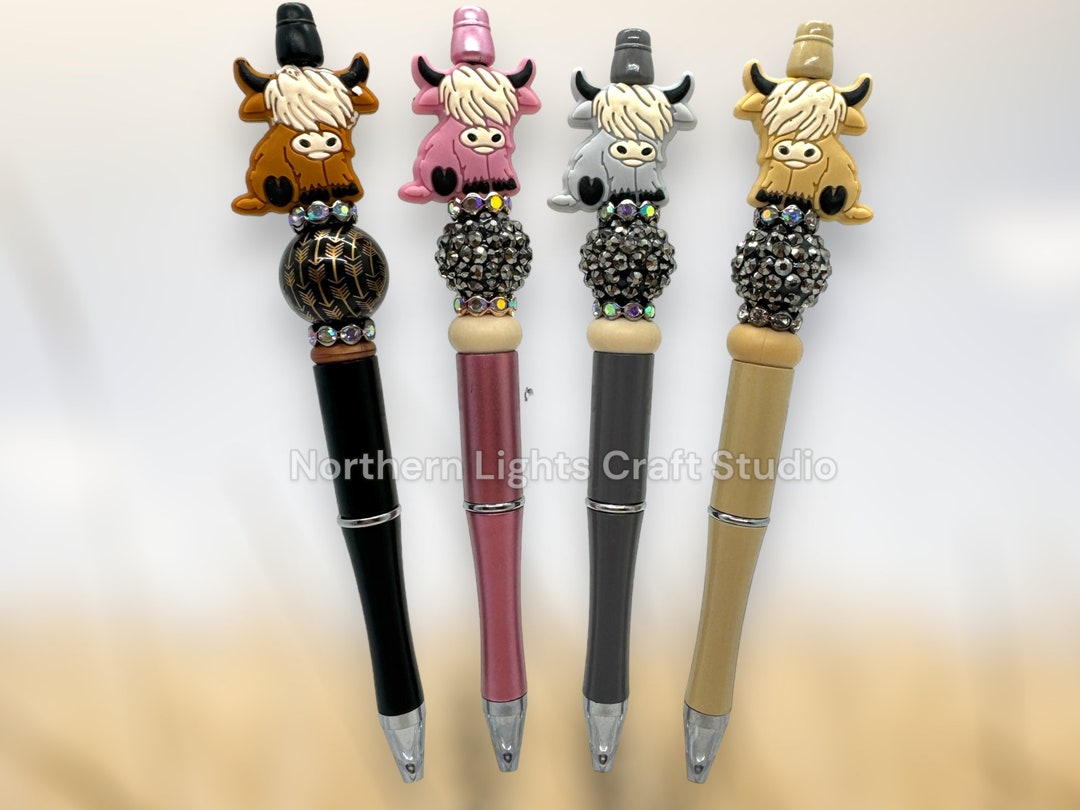 Highland Cow Pen, Beaded Cow Pen, Custom Beaded Cow Pen, Cow Beaded Pen ...
