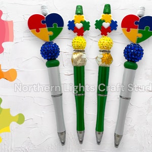 Custom Beaded Autism Awareness Pen, Autism Awareness Puzzle Bead Pen ...