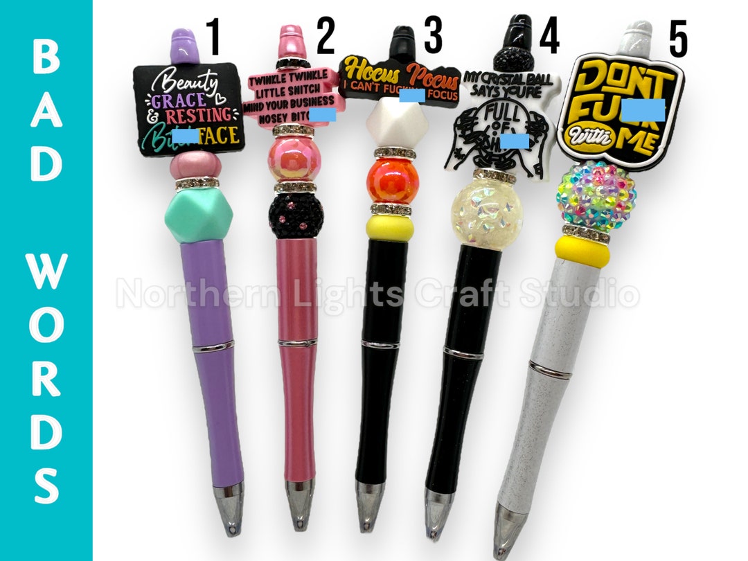 Swear Words Beaded Pens,, Sarcastic Pen, Beaded F*ck Pen, Swear Word ...
