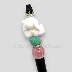3D Cute Bunny Bead Pen, Fuzzy Bunny Pen, Beaded Bunny Pen, Glam Easter ...