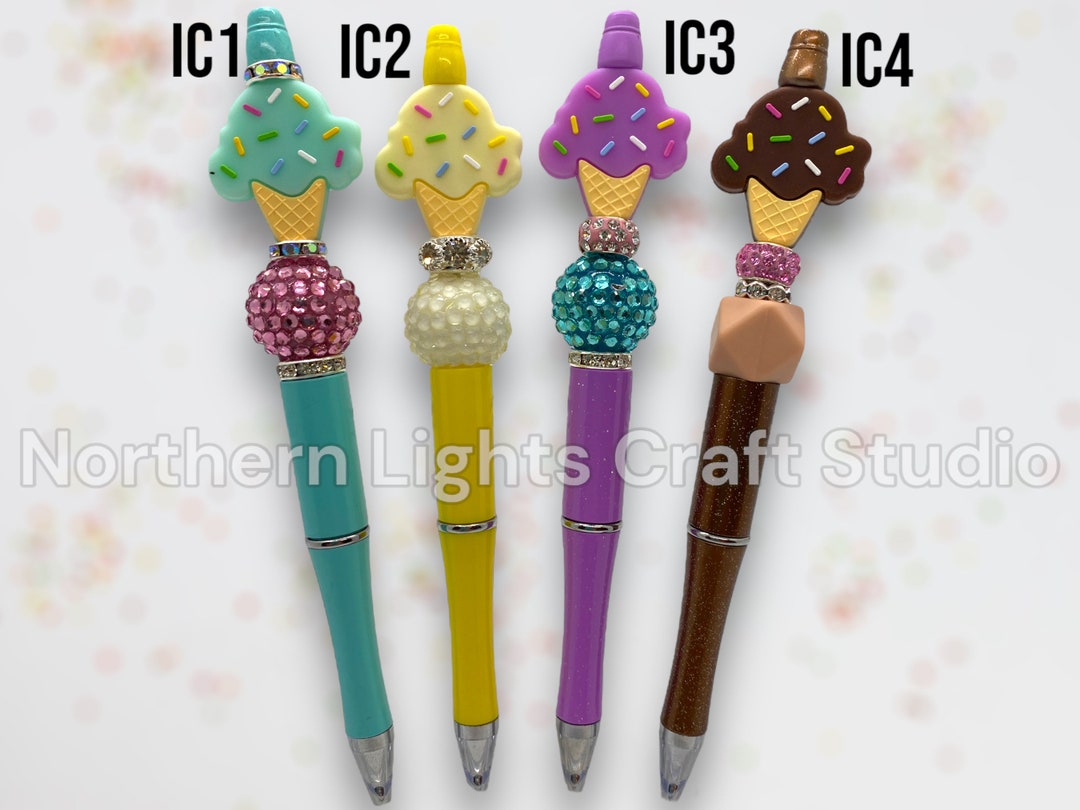 Custom Beaded Ice Cream, Ice Cream Cone Pen, Ice Cream Cone Bead, Bling ...