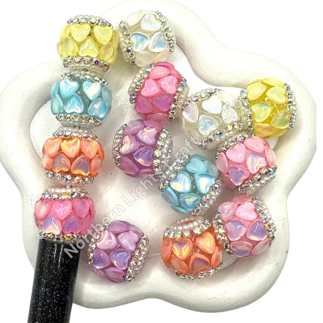 Pastel Color Opaque Heart Fancy Beads -6pc. Mix - Etsy
