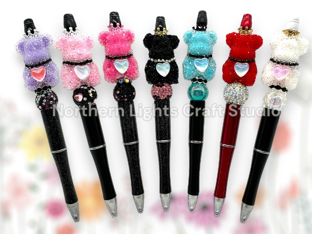 Fancy Beaded Bear Pen, Panda Fancy Pen, Sugar Bear Bead Pen, Rhinestone ...