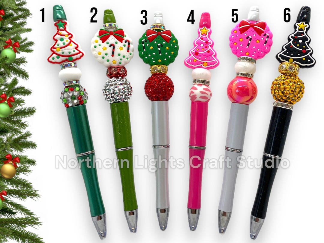 Beaded Pens, Beaded Christmas Pens, Christmas Pen, Christmas Tree Pen ...