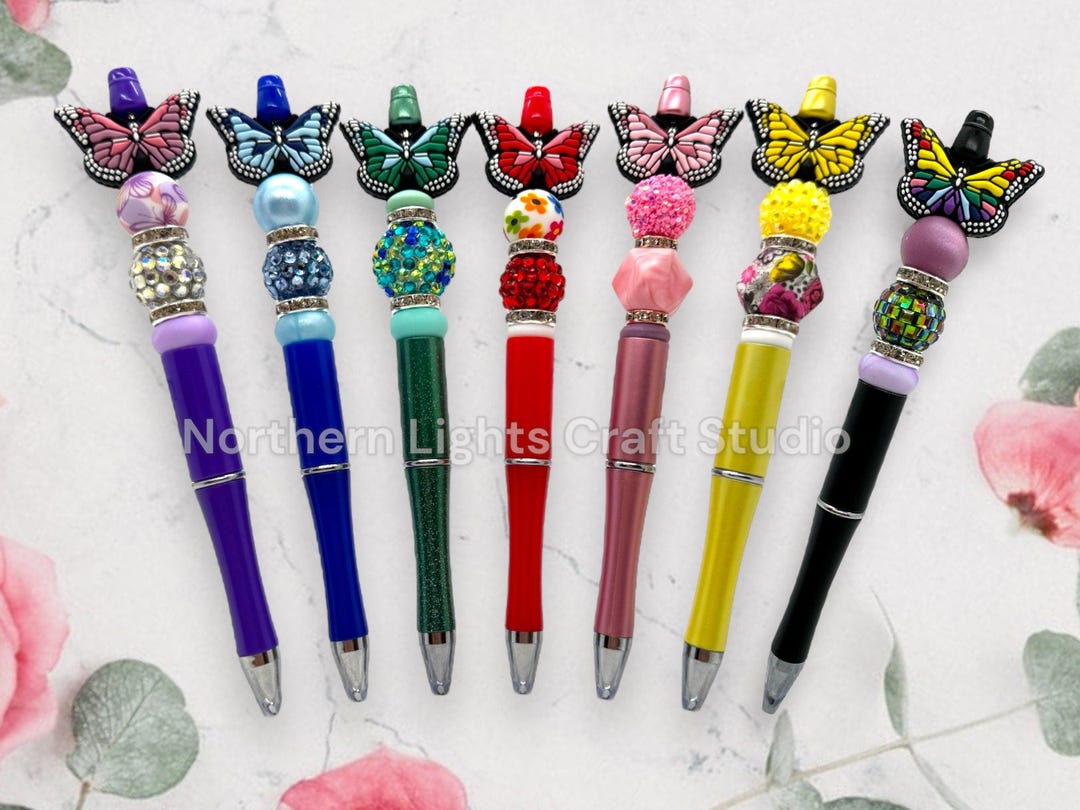 Custom Beaded Butterfly Pen, Butterfly Bead Pen, Bling Pen, Cute Pen ...