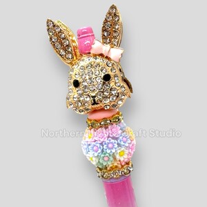 3D Cute Bunny Bead Pen, Fuzzy Bunny Pen, Beaded Bunny Pen, Glam Easter ...