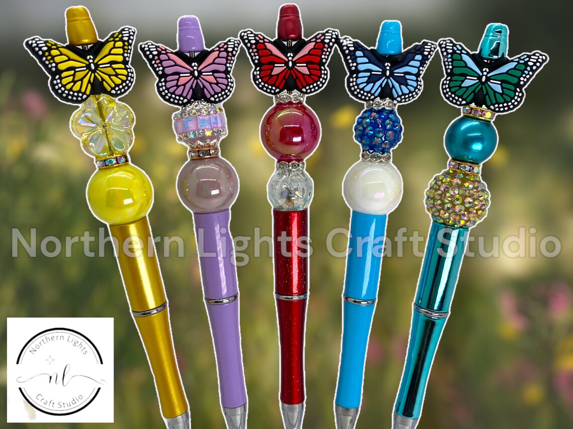 Custom Beaded Butterfly Pen Butterfly Bead Pen Bling Pen - Etsy