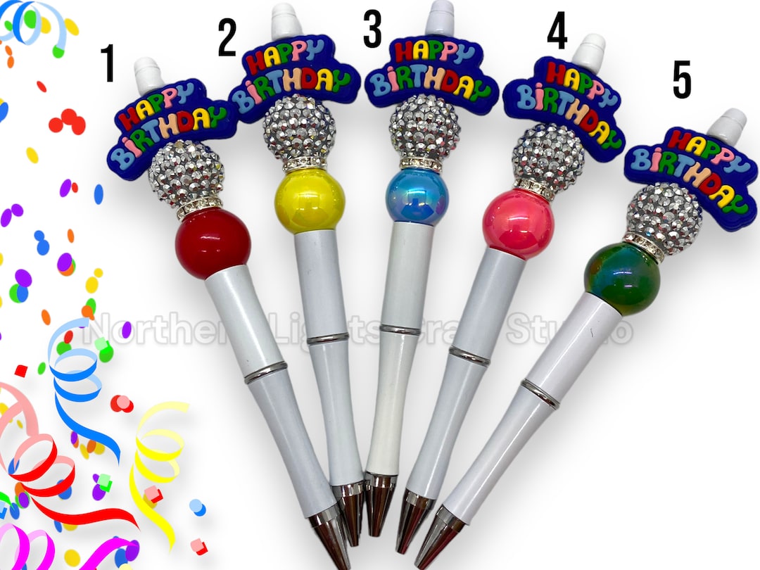 Custom Beaded Happy Birthday Pen, Custom Happy Birthday Pen, Beaded ...