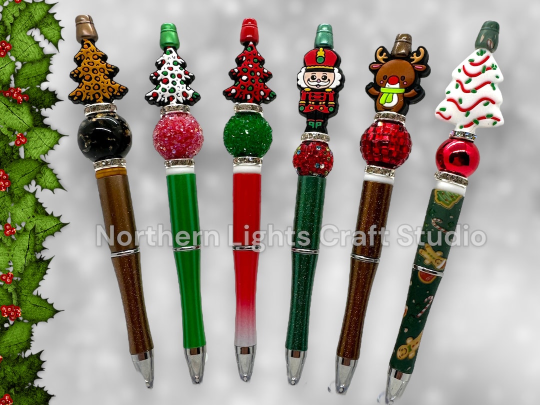 Beaded Whimsical Christmas Tree Pens Spotted Christmas Tree - Etsy