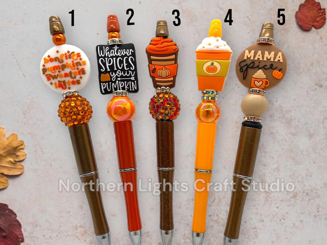 Custom Beaded Pen, Pumpkin Spice Latte, Bling Pen, Thanksgiving Gift ...