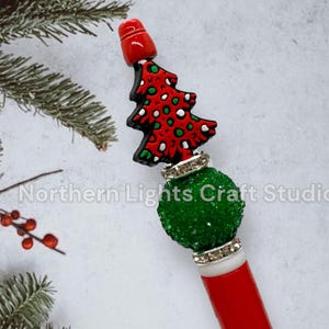 Beaded Whimsical Christmas Tree Pens, Spotted Christmas Tree, Reindeer ...