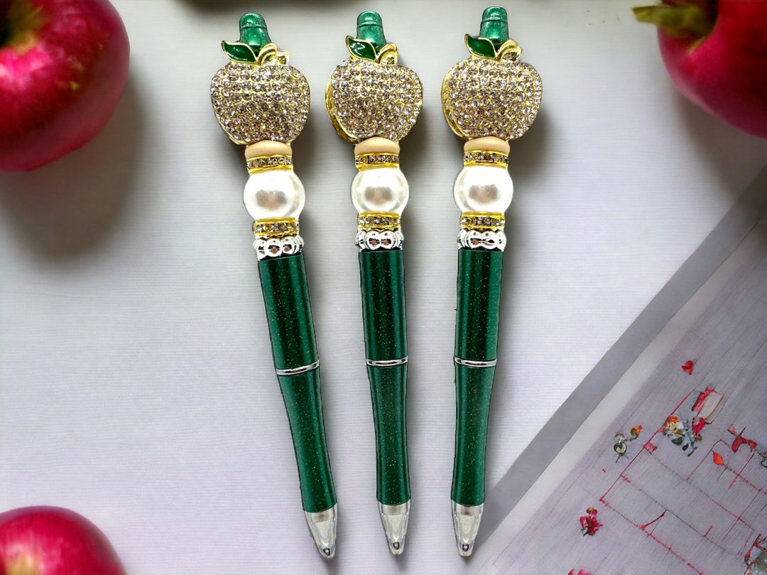 Rhinestone Apple Bead Pen, Bling Teacher Appreciation Gift, Glitzyy ...