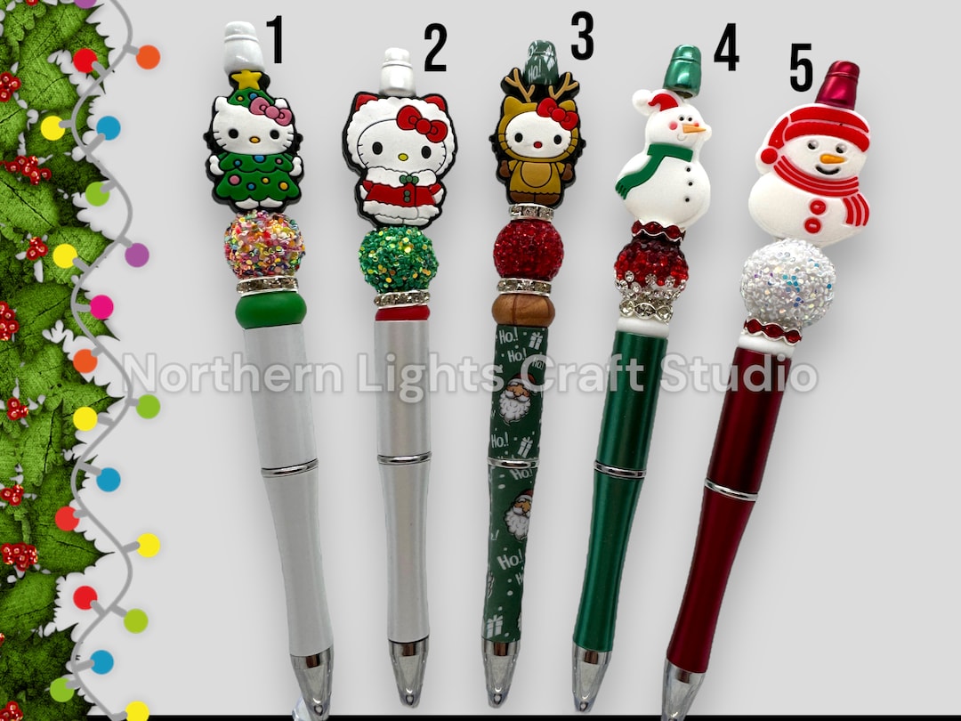 Beaded Christmas Pen, Bead Pens, Snowman Gift, Stocking Stuffer Pens ...