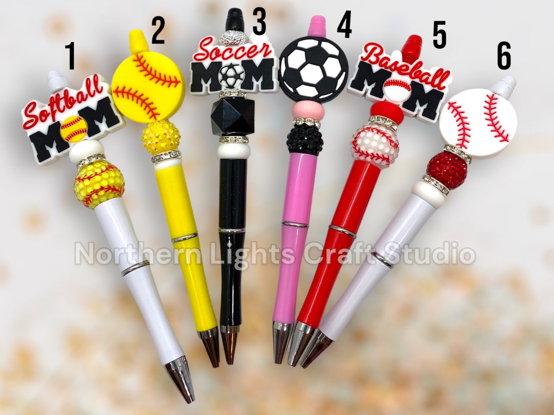 Sports Mom Beaded Pen, Softball Mom, Soccer Mom, Baseball Mom, Beaded ...