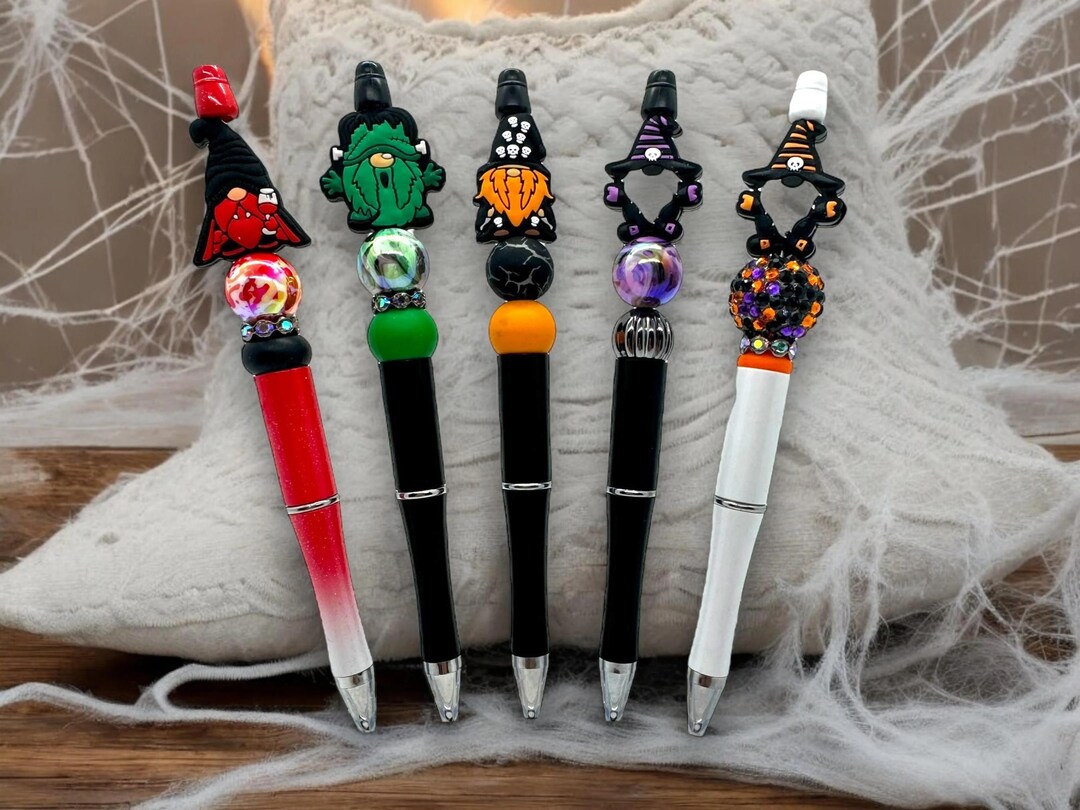 Halloween Themed Beaded Gnome Pens, Vampire Gnome Pen, Frankenstein ...
