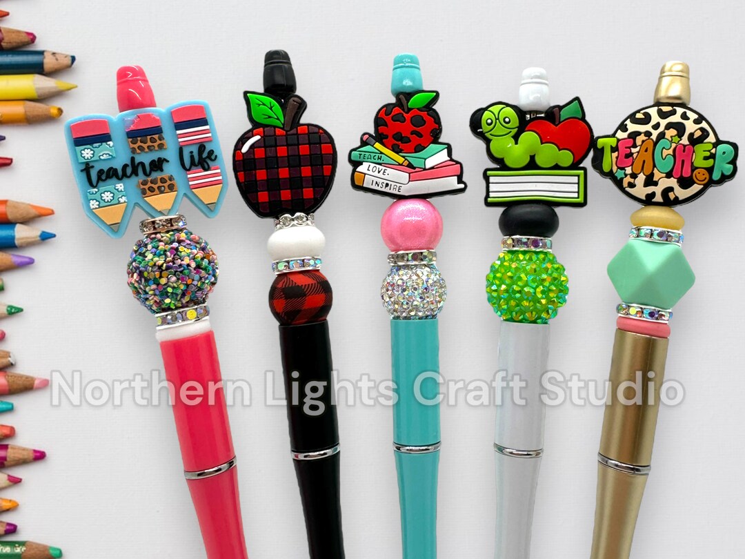 Teacher Appreciation Gift, Teacher Apple Pen, Bling Pen, Book Worm Pen ...