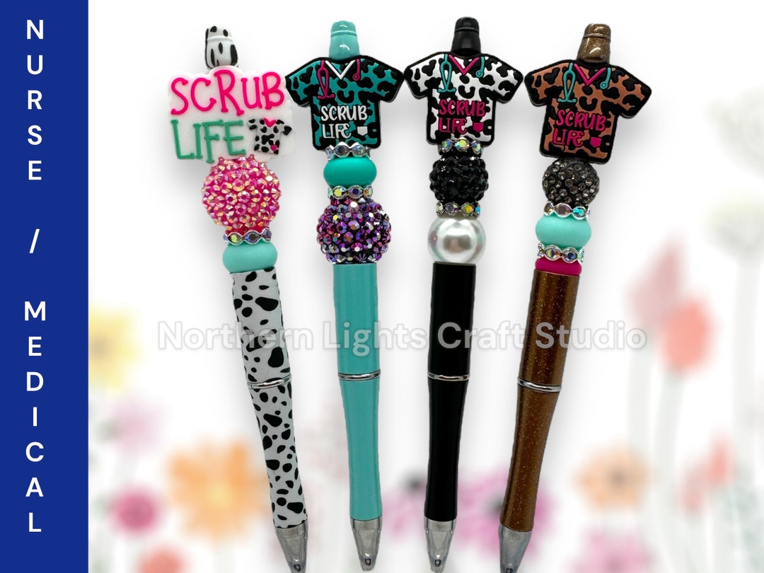 Scrub Life Bead Pen, Beaded Scrub Life Pen, Leopard Print Scrub Life ...
