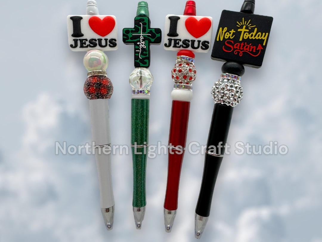Custom Beaded Faith Pens, Silicone Faith Cross Pen, Beaded I Love Jesus ...