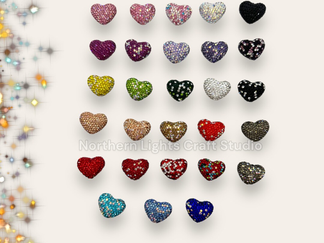 Rhinestone Heart Beads Pave Heart Crystal Beads Clay Pave - Etsy