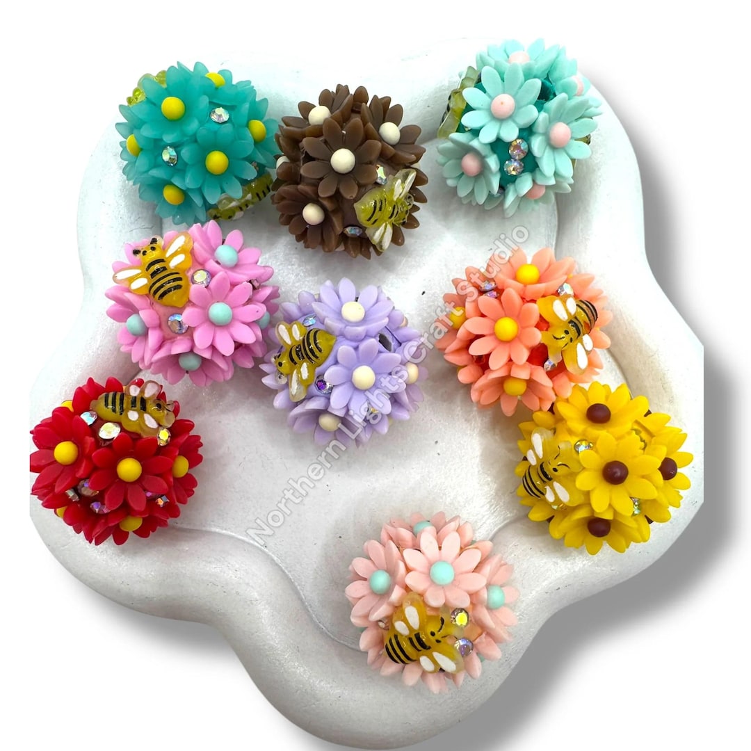 Flower Bee Beads - 5 Pcs. - Etsy