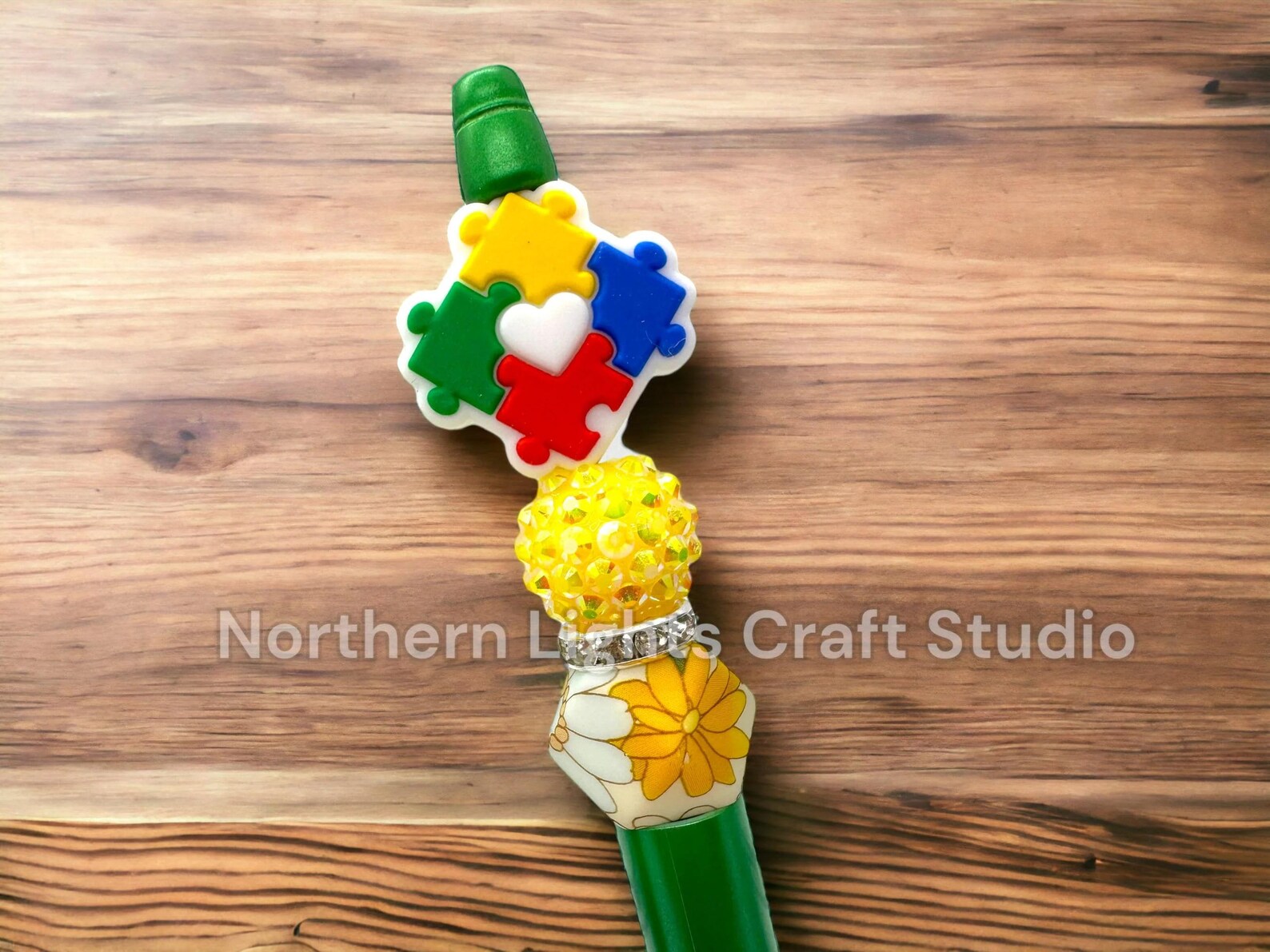Custom Beaded Autism Awareness Pen, Autism Awareness Puzzle Bead Pen ...