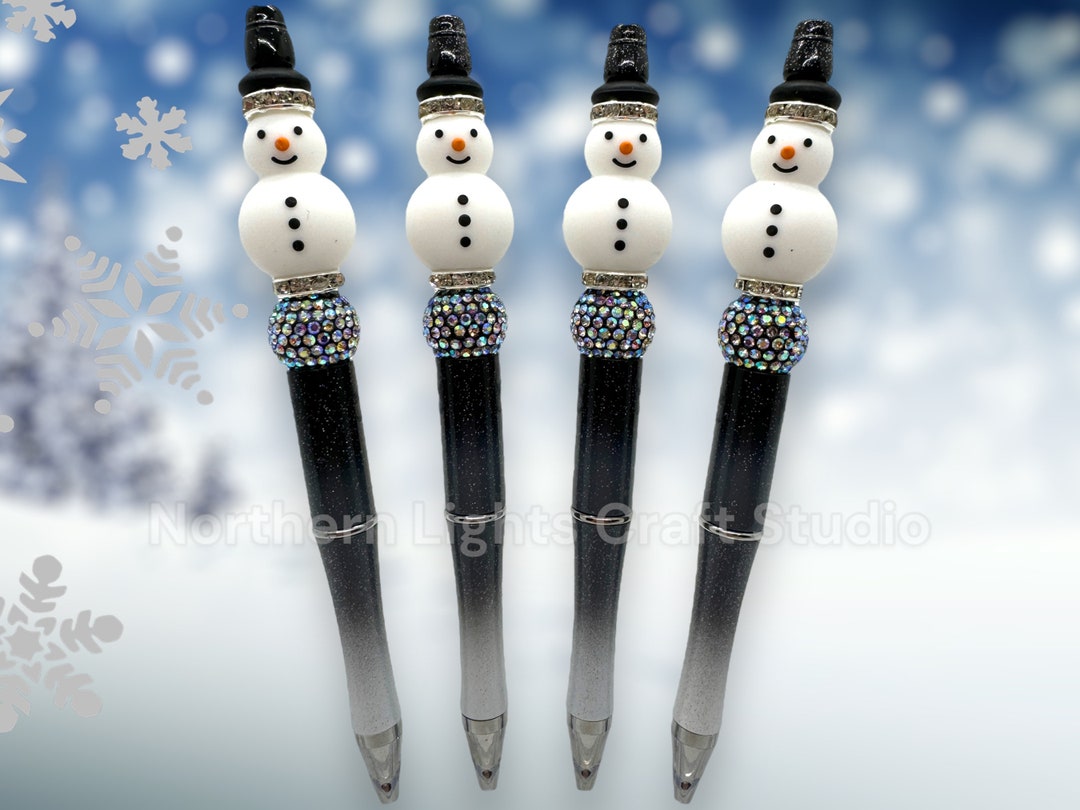 Custom Beaded Snowman Pen, 3D Snowman Pen, Rhinestone Snowman Pen - Etsy