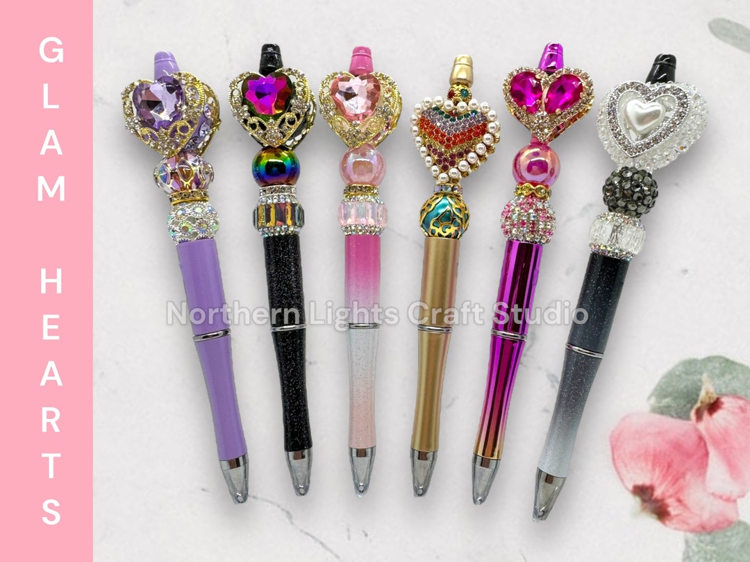 Fancy Beaded Crystal Heart Pen, Rhinestone Pen, Bling Pen, Fancy Heart ...