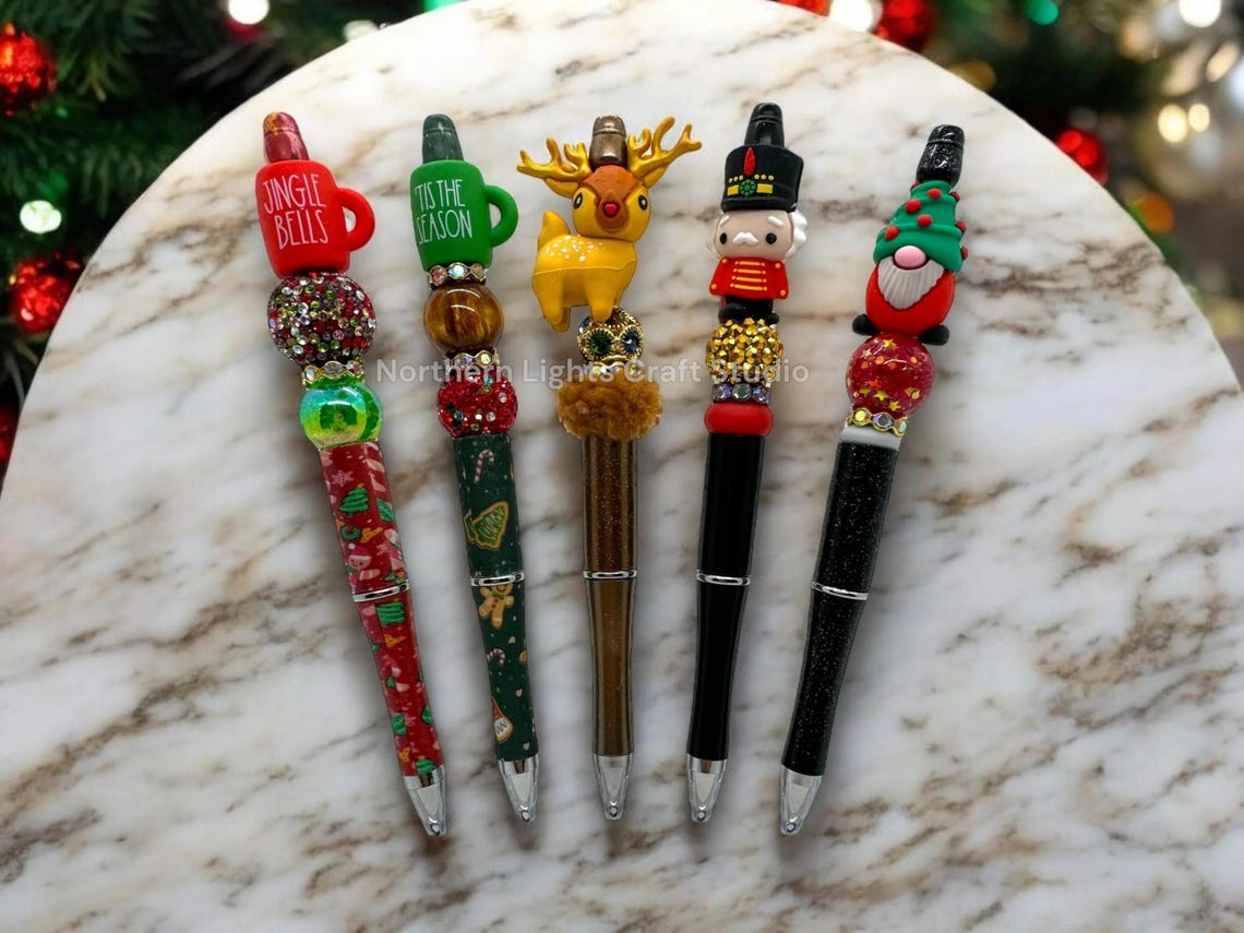 3D Christmas Focal Pens, Coffe Mug Pen, Nutcracker Pen, Santa Gnome Pen ...