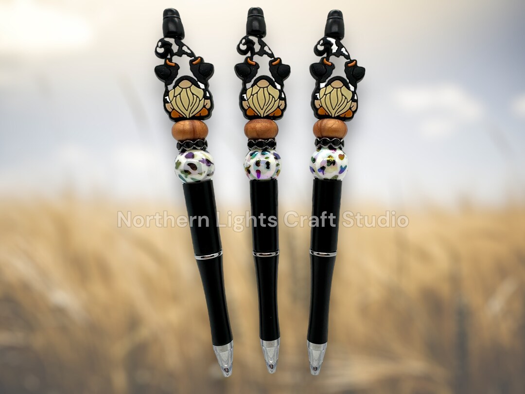 Cute Gnome Cow Pen, Beaded Gnome Pen, Gnome Pen, Cow Gnome Pen - Etsy